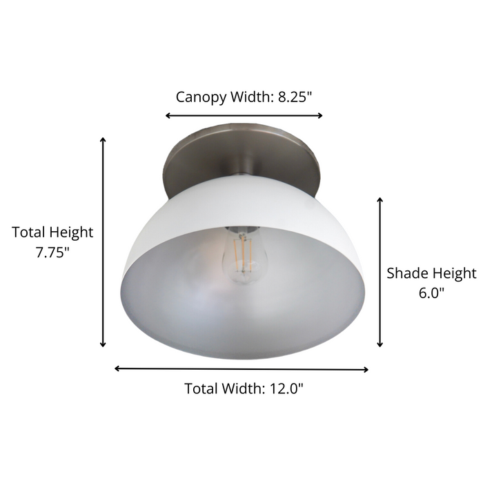 Brushed Nickel White Dome Instant Flush Mount | Converts Recessed Cans