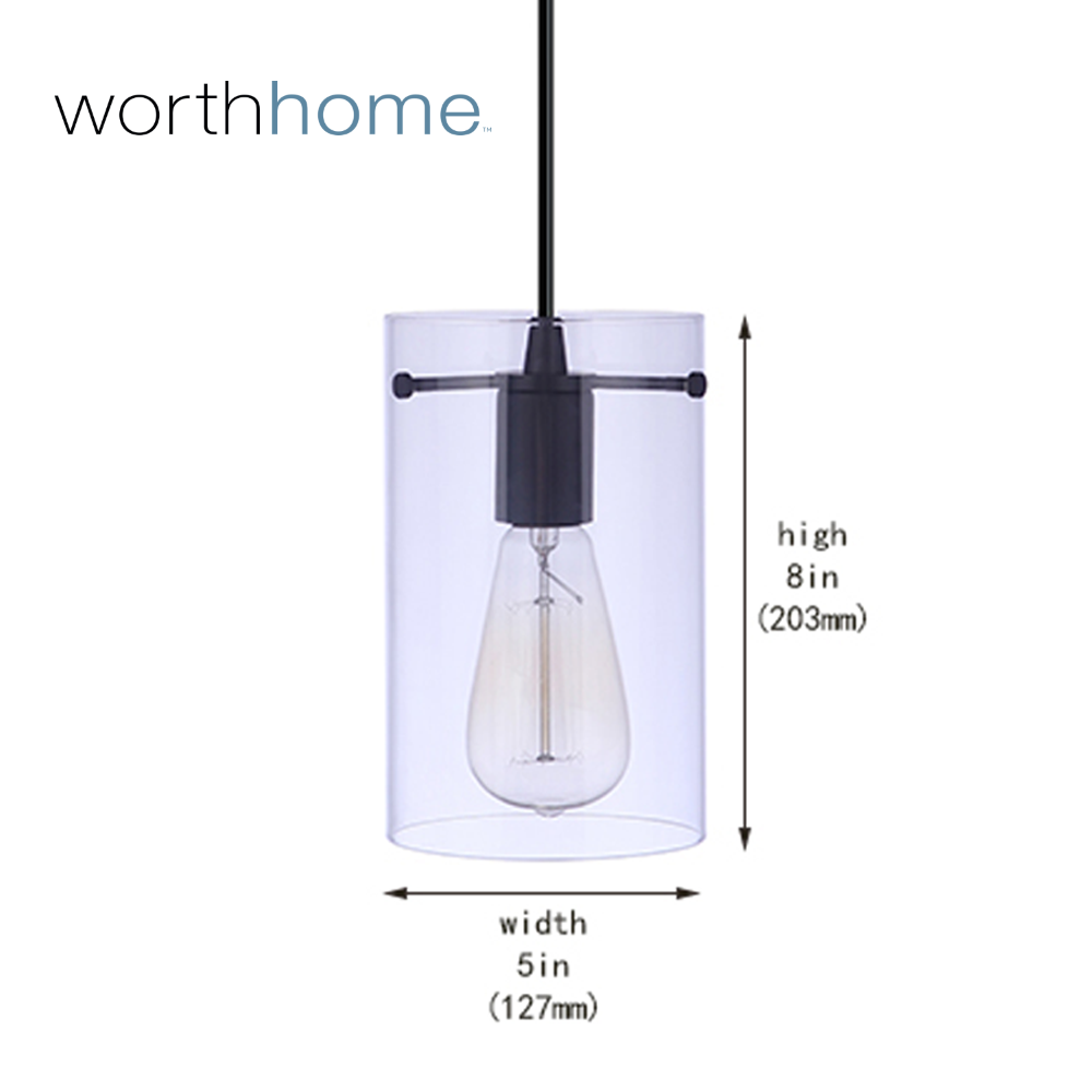 Matte Black Cylinder Glass Instant Pendant Recessed Can Conversion Kit ...