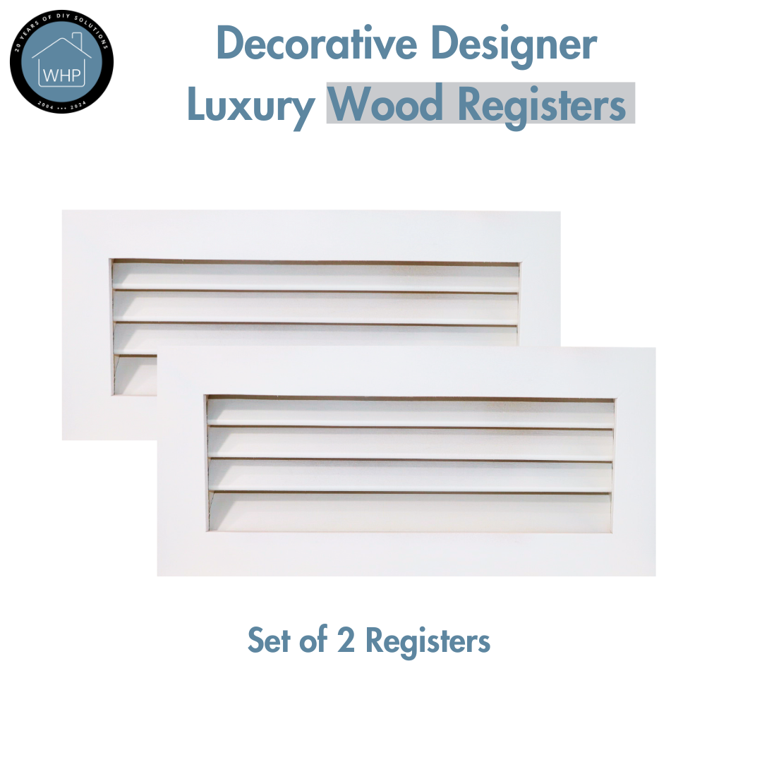 NEW-Luxury White Primed Wood Out-take Registers (SET OF 2)