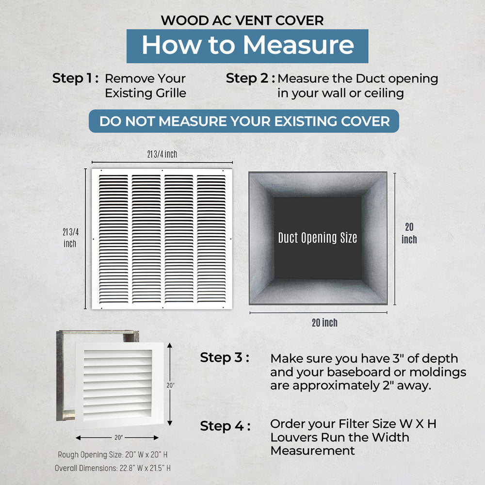 Decorative Wood Paint-Ready A/C Return Vent Covers - Worth Home Products